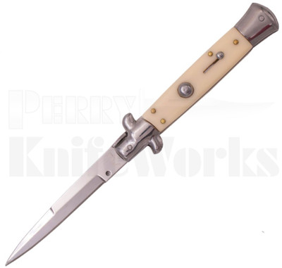 Italian Style 10" Stiletto Faux Ivory Automatic Knife l Bayo Blade