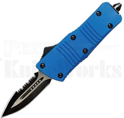 Armed Force Tactical Mini OTF Automatic Knife Blue l Two-Tone Serr