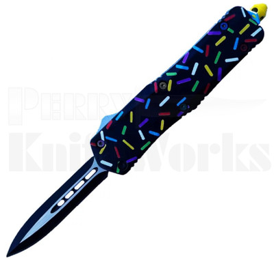 Delta Force Automatic OTF Knife Black Sprinkles l Black & Satin
