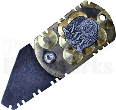 Todd Heeter Custom War Tag Knife Navy Inlay - Perry Knife Works
