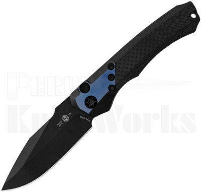 Heretic Knives Wraith Automatic Knife Carbon Fiber/Blue l Black CPM154