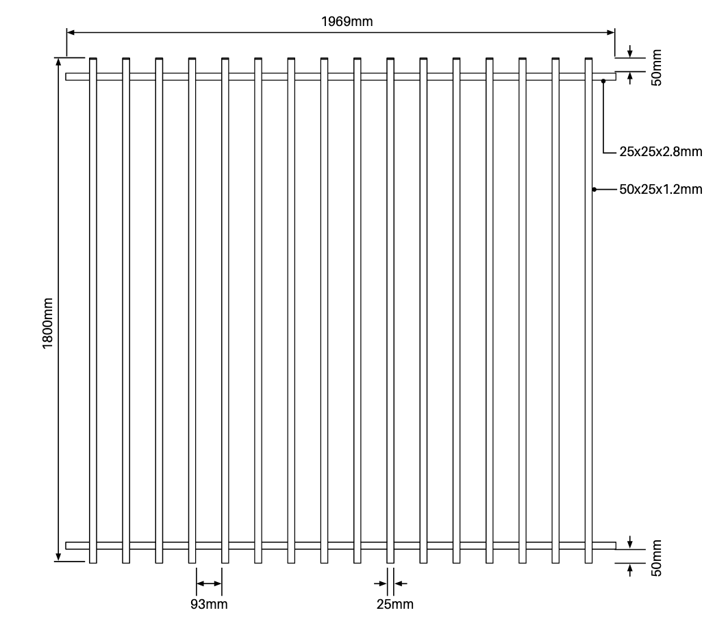 BARR Floating Batten Panel-1800MM Hx1969MM W-Pool Compliant
