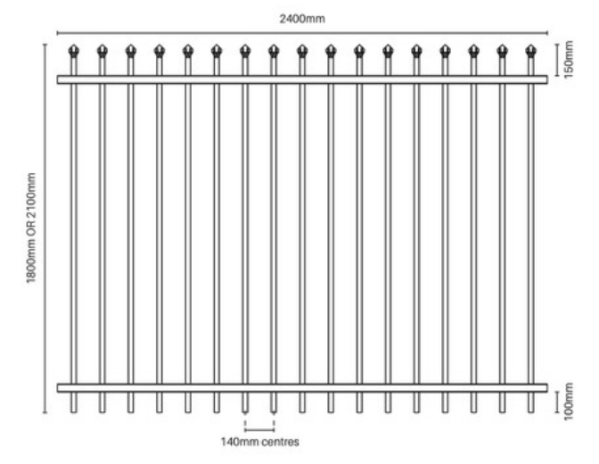 Black Security Fence Panel - Crimped Spear Top 1.8m high x 2.4m Long ...
