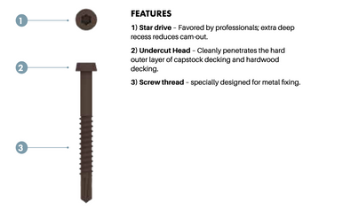 Starborn™ DECKFAST ® screws - For Metal Substrate - 100 pack