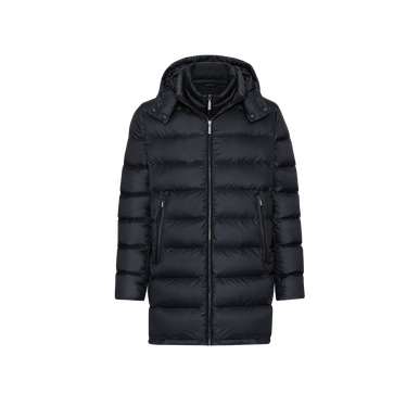 Black long padded coat, removable hood - ZILLI