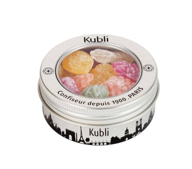 Kubli Fish & Shell Candies in Paris Skyline Tin 50g | Simply Gourmand