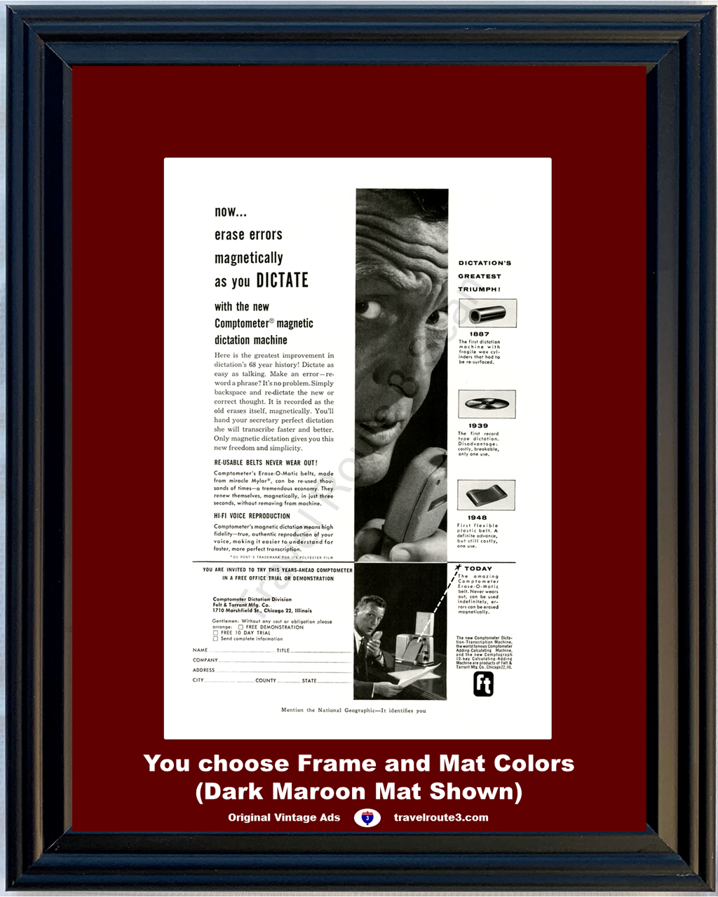 1955 55 Comptometer Magnetic Dictation Machine Office Recording Vintage Ad