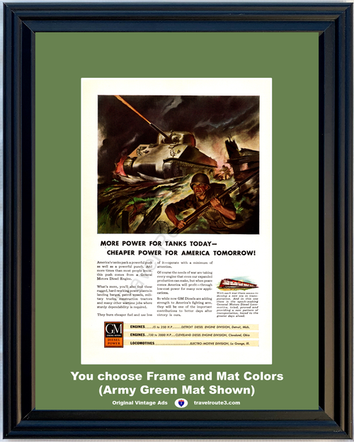 1943 WWII WW2 GM Diesel Tanks Vintage Ad Army Fighting Warfare Battle ...