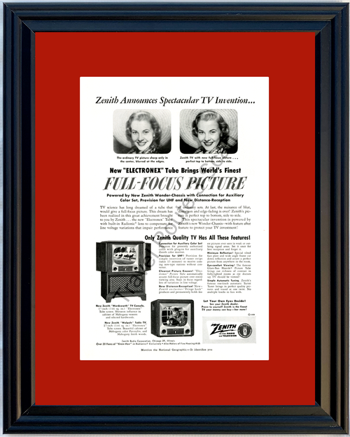 1951 Zenith Radio Color Television Vintage Ad TV Console Electronex ...