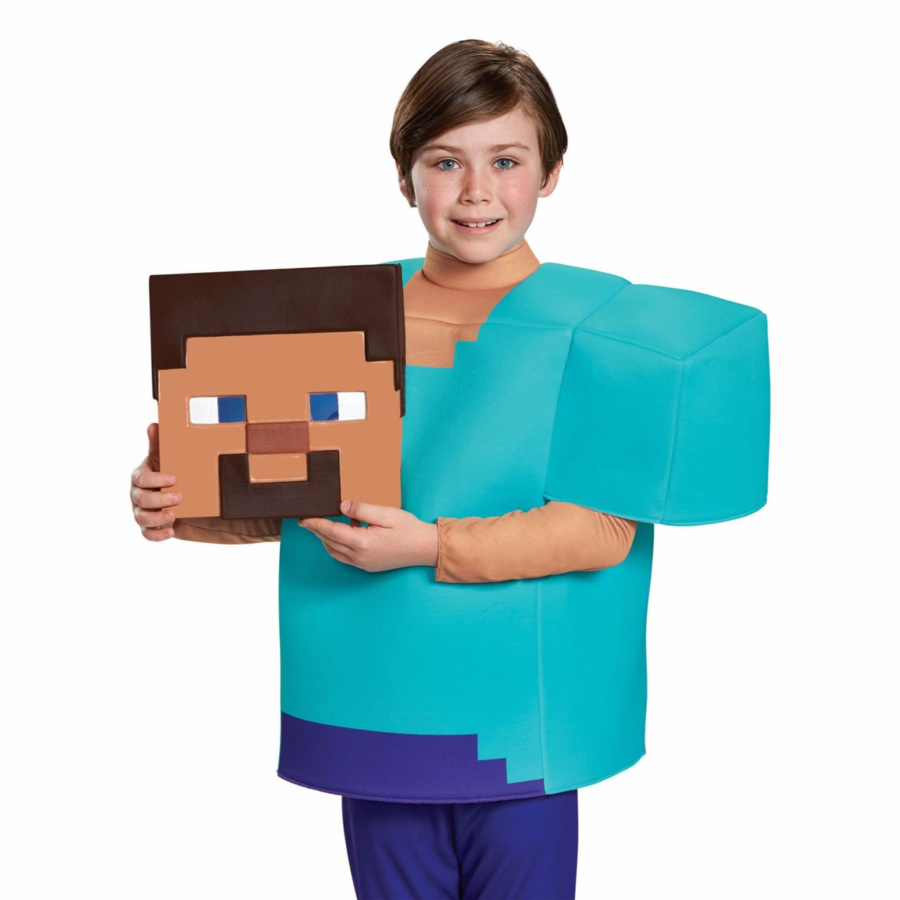 Steve Mojang Minecraft Player Video Game Fancy Dress Up Boys Costume ...