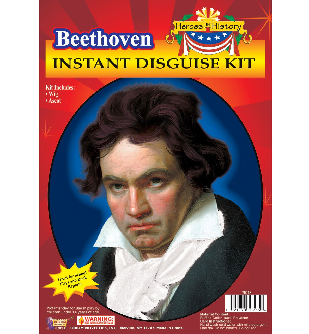 Beethoven Composer Pianist Colonial Historical Mens Costume Wig Ascot ...