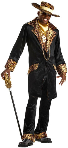 Supa Mac Daddy Black Leopard Pimp Gangster Men Costume - Costume King