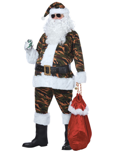 Camo Santa Claus Green Suit Military Camouflage Christmas Adult Mens ...