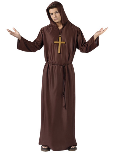 Friar Tuck Medieval Monk Brown Robe Mens Costume OS - Costume King