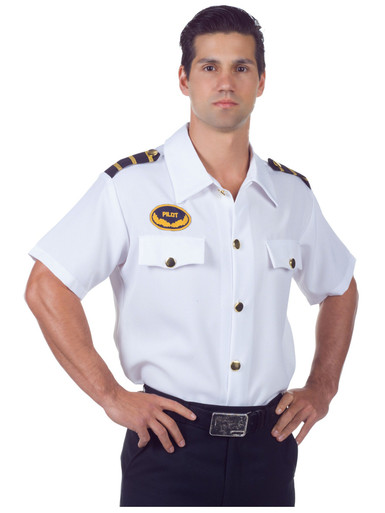 Pilot White Shirt Officer Flight Captain Airline Uniform Aviator Men ...
