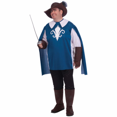 Musketeer Medieval French Cavalier Legend Renaissance Mens Costume Plus ...