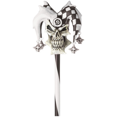 Psycho Jester Evil Black White Joker Halloween Costume Skull Cane ...