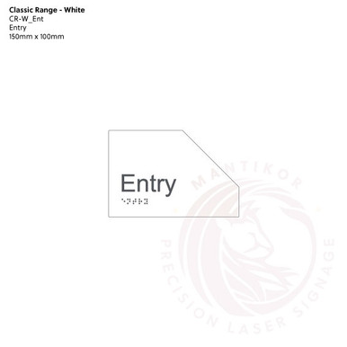 Matte White Braille and Tactile Signs - Entry