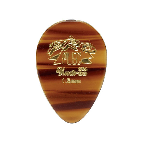 D'Andrea Pro Plec Small Round Teardrop Shell guitar pick 1.5 - the f-hole