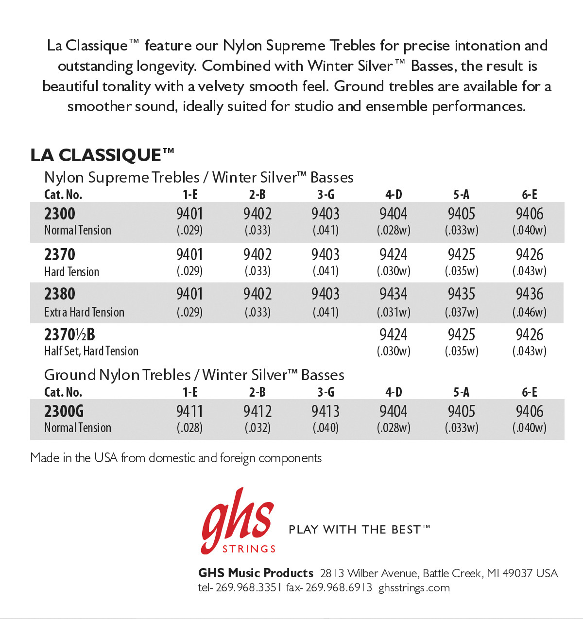 GHS La Classique Classical Guitar Strings Normal Tension - the f-hole