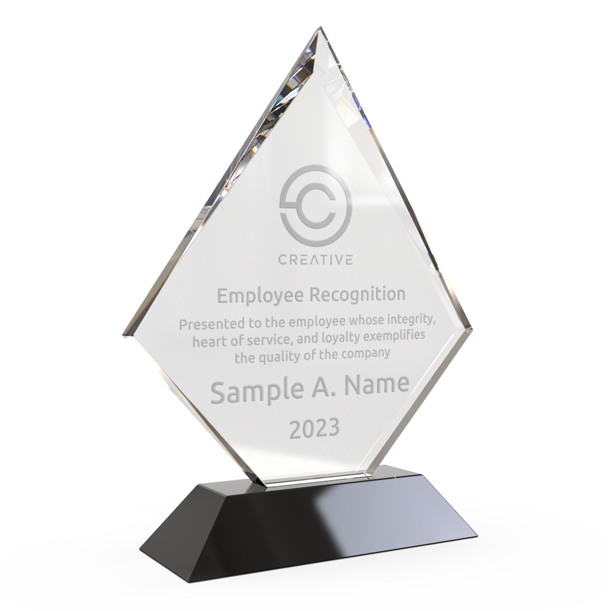 Optic Crystal Diamond Award 8"