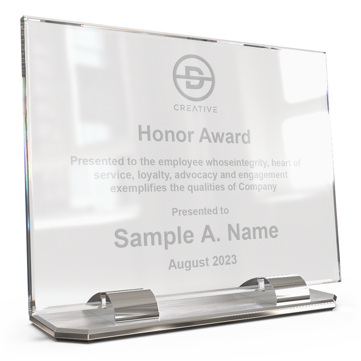 Tilt Glass Desk Award - Horizontal