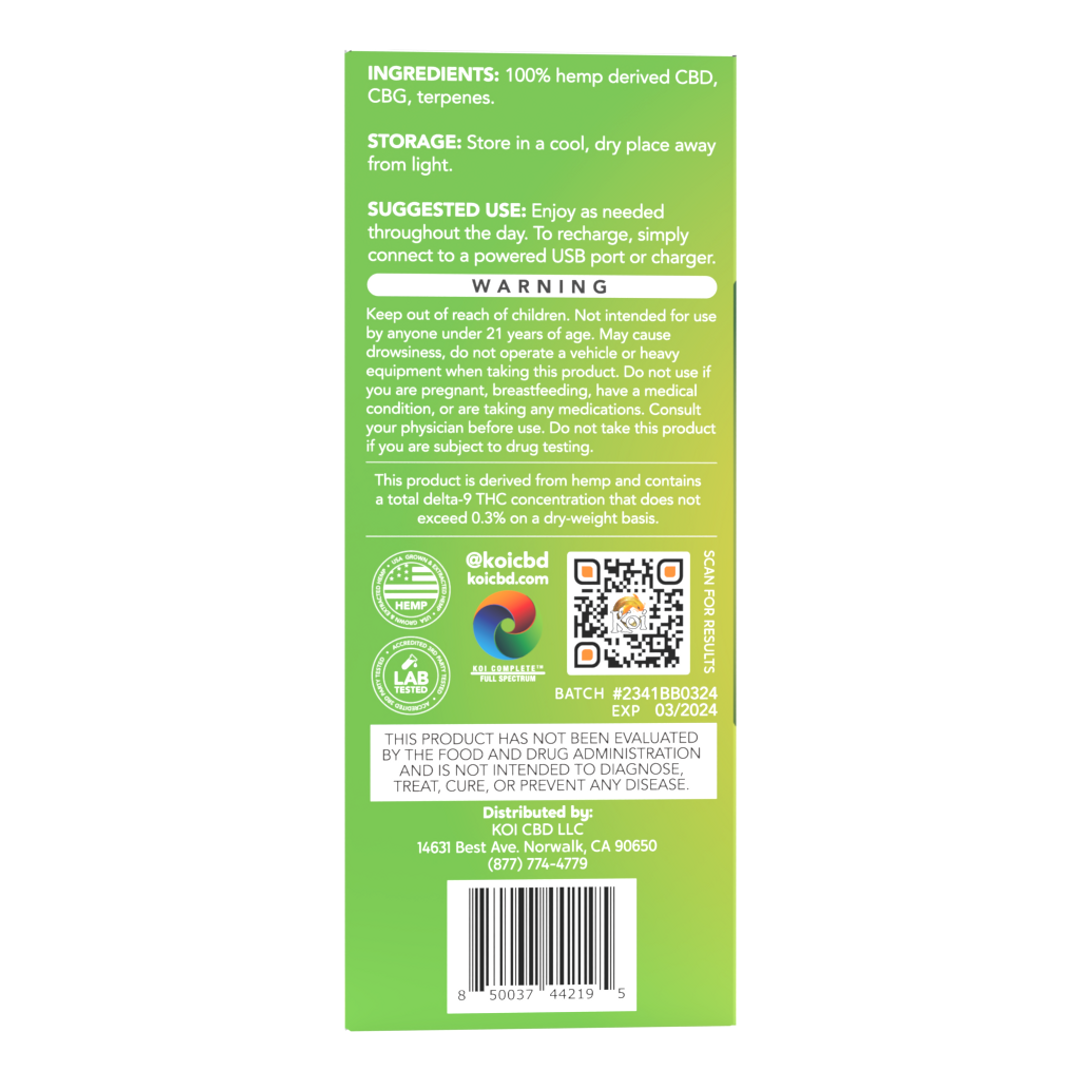 Buy Koi Full Spectrum Cbd And Cbg Vape Pen Koi Cbd