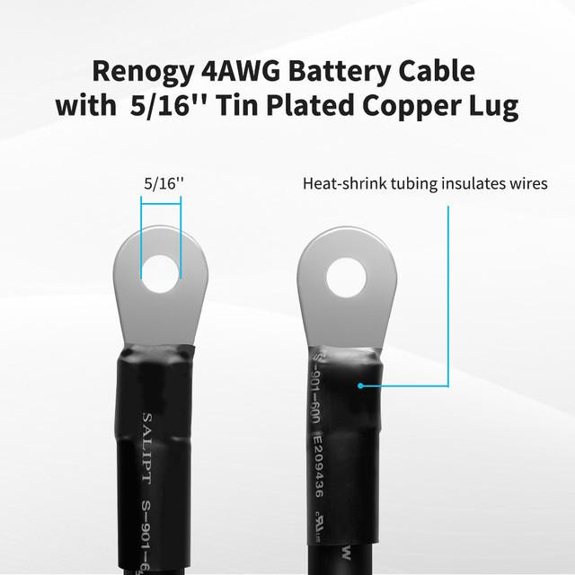 16 In 4 AWG Copper Battery Interconnect Cable for 5/16 In Lugs