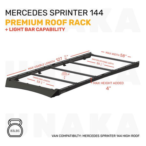 Buy Mercedes Sprinter Roof Rack - Premium Light Bar - 144" High Roof ...