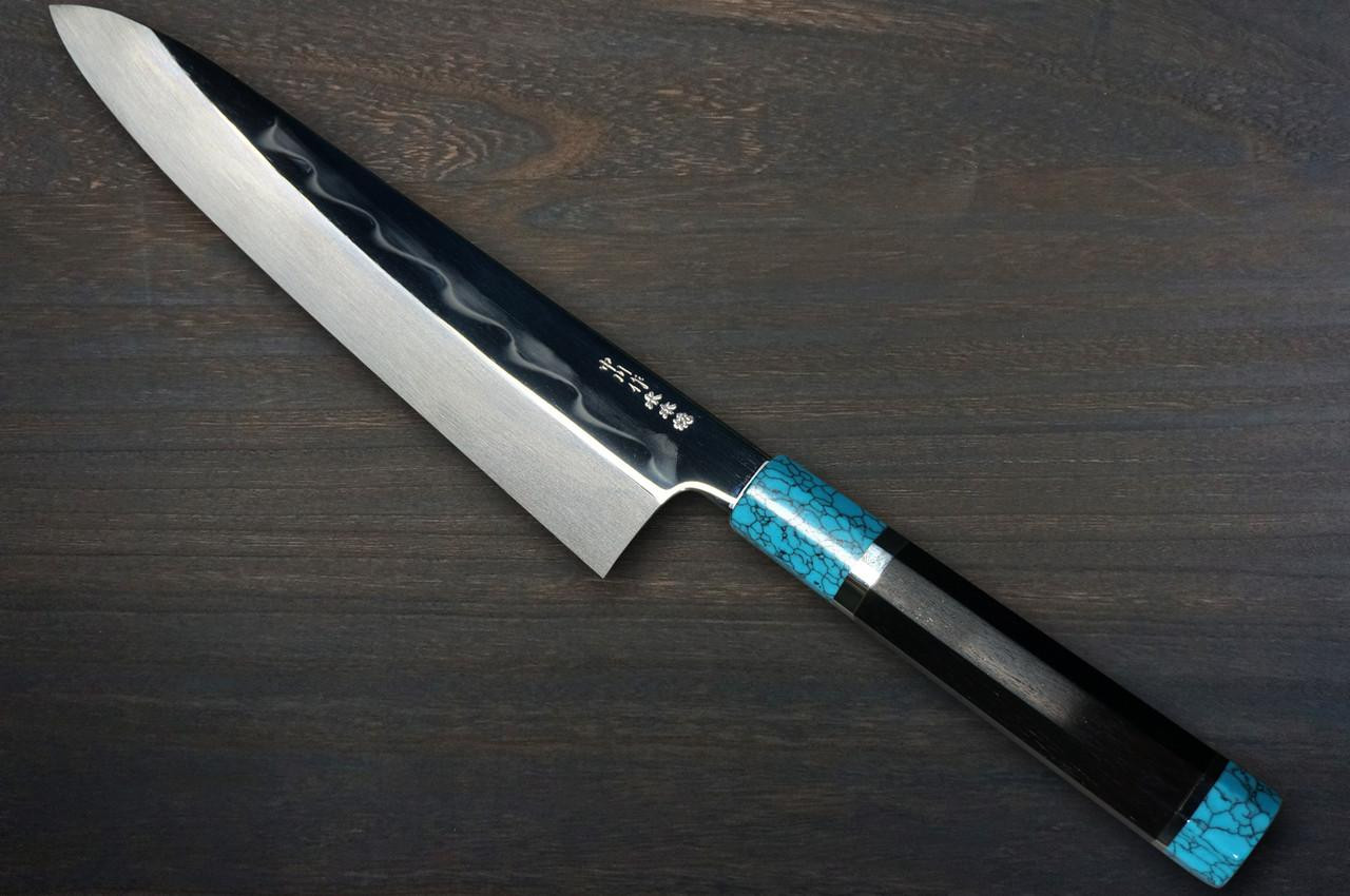 Satoshi Nakagawa SAKACHOJI White #2 Honyaki Japanese Chef's Gyuto Knife 240mm with Double Blue ...