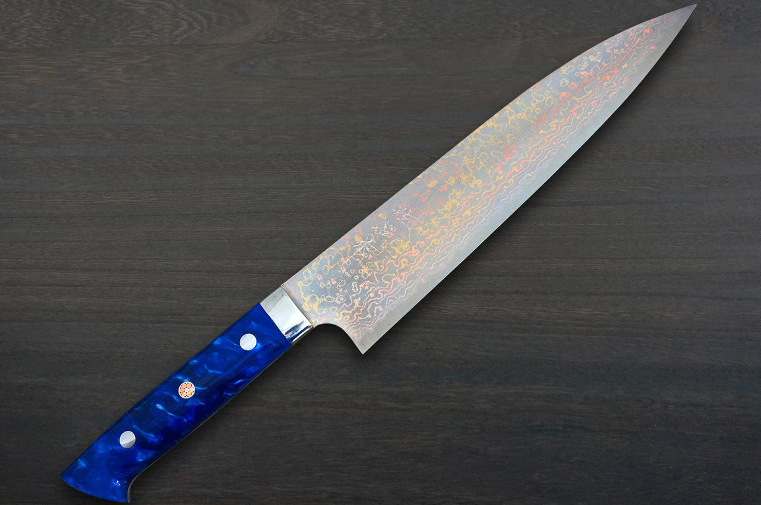 Takeshi Saji Rainbow-colored VG10 Damascus | Japanese knives