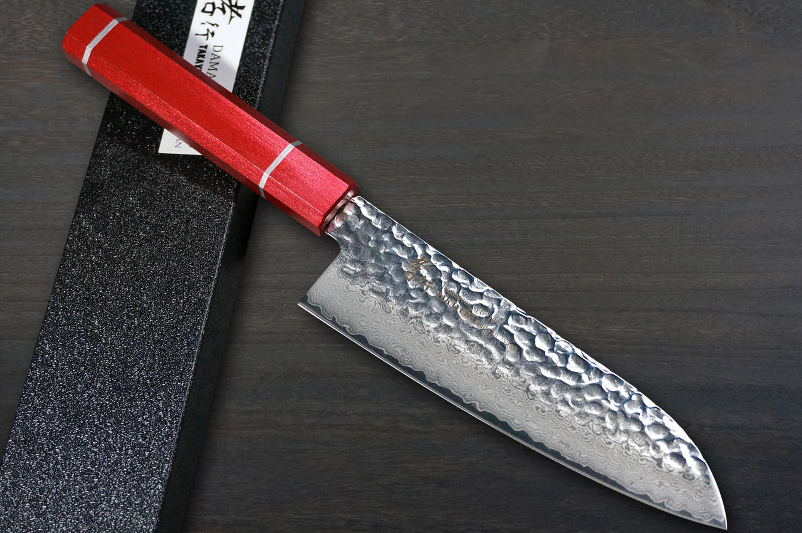 Sakai Takayuki 33-Layer VG10 Damascus Urushi Chef's Kengata-Gyuto Knife 190mm with Japanese ...