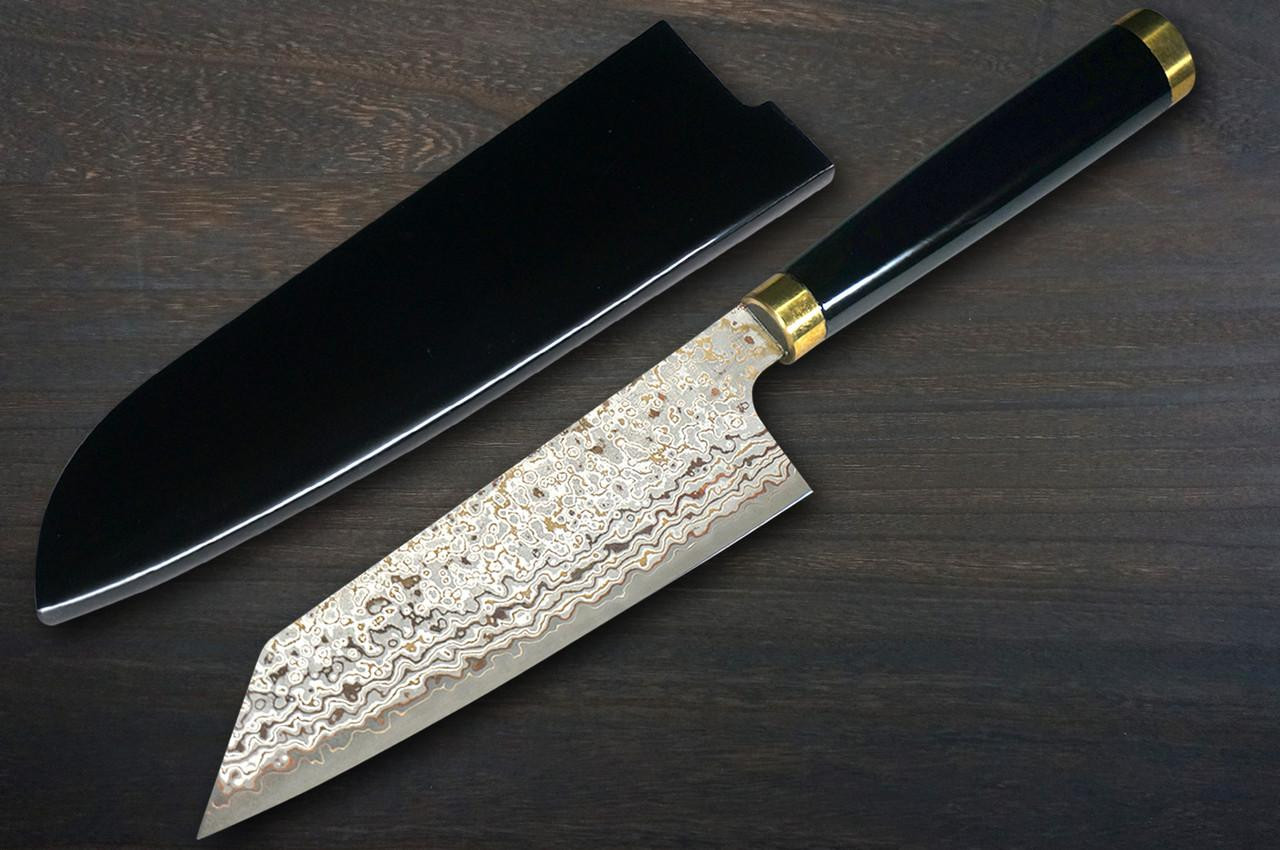 Takeshi Saji Makie-Art VG10W Colored Damascus Japanese Chef's Bunka Knife 170mm with Urushi ...