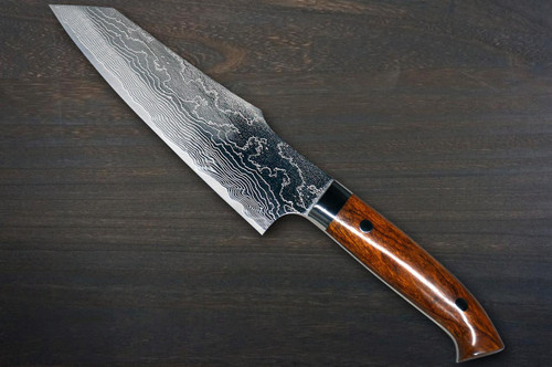 Takeshi Saji VG10 Diamond Finish Damascus Japanese Chef's Bunka Knife 170mm with Desert Ironwood ...