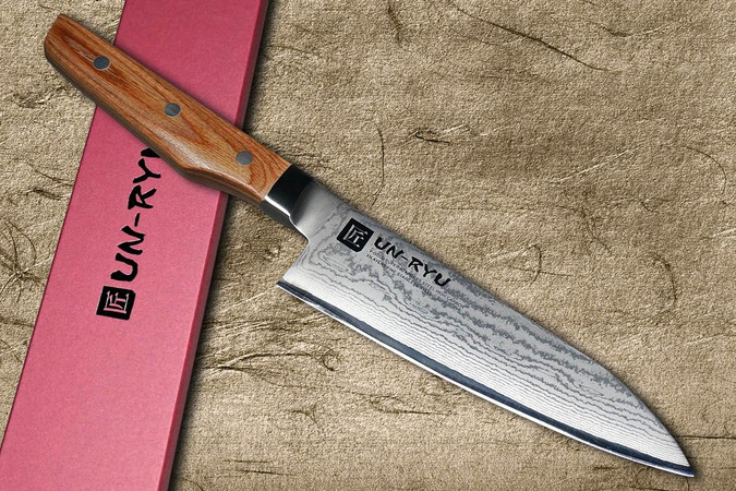 Shimomura UN-RYU Damascus PWM Japanese Chef's Santoku Knife 170mm with ...