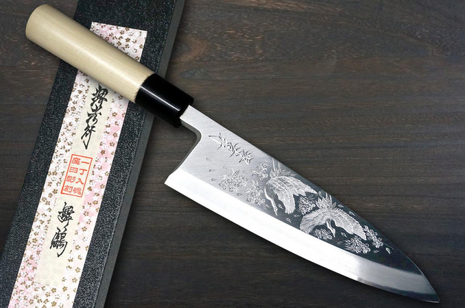 Sakai Takayuki Kasumitogi Buffalo Tsuba Engraving Art Japanese Chef's ...
