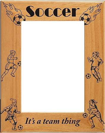 Soccer Picture Frame - Female | Laser Engraved Wood Frame