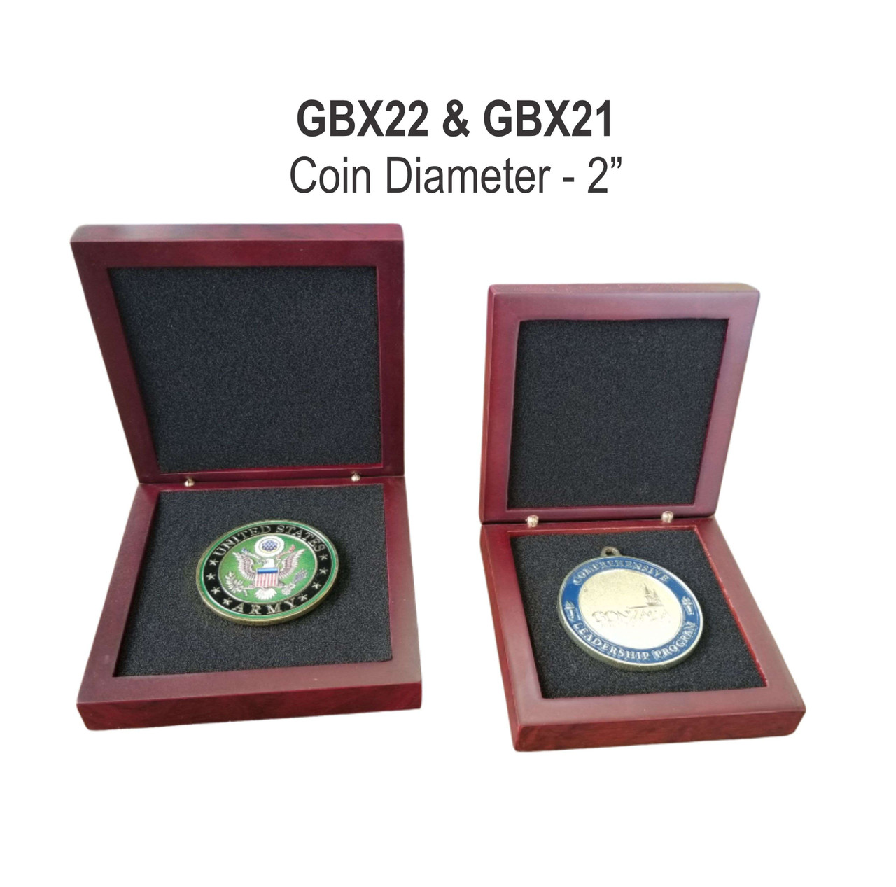 Challenge Coin Presentation Box, Rosewood Finish - 3.75 Inch