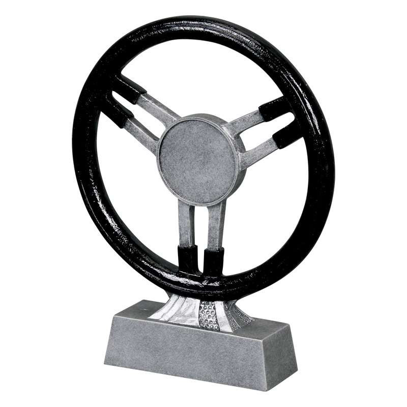 Steering Wheel Trophy | Automotive Award - Black & Silver