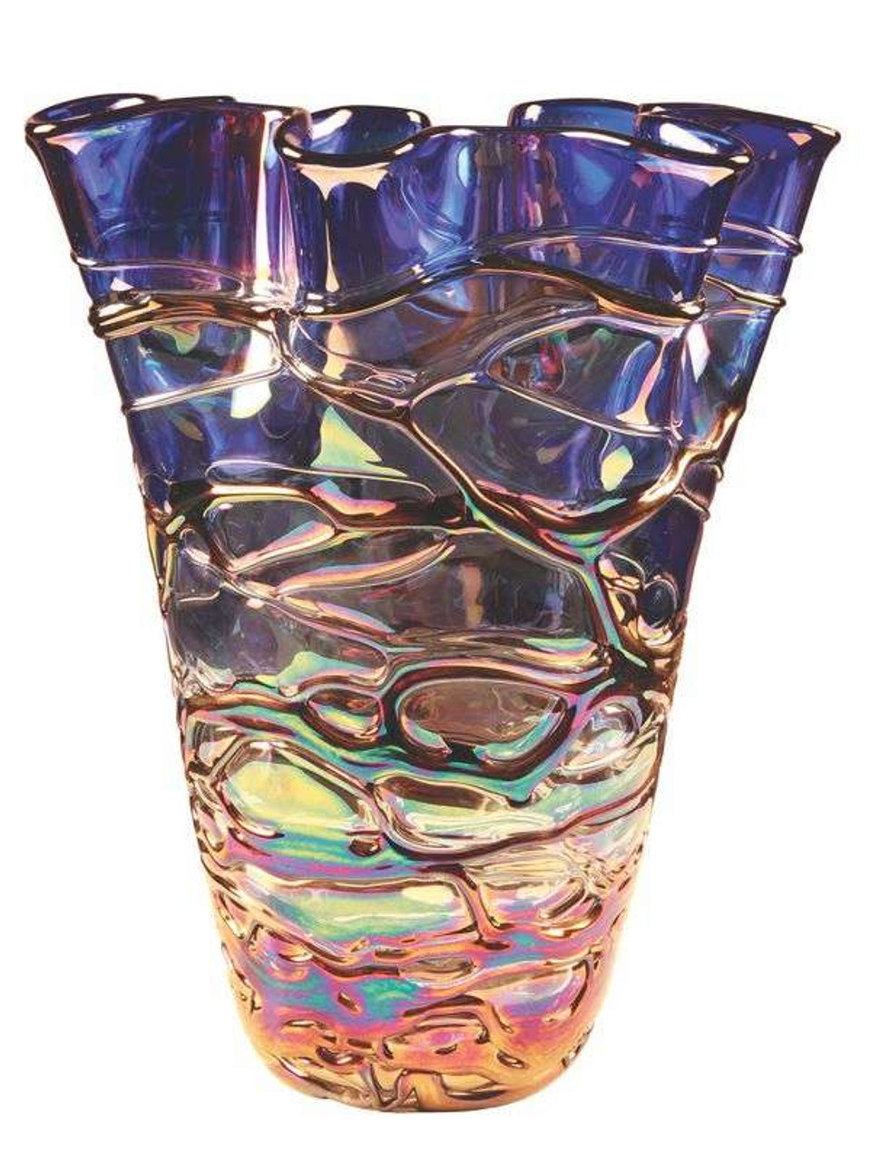 Colorful Art Glass Vase Corporate Award With Base 14 Inch Tall
