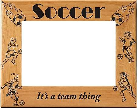 Soccer Picture Frame - Female | Laser Engraved Wood Frame