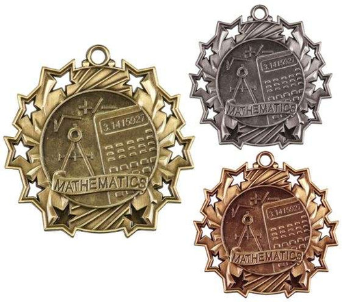 Math Medal, Ten Star - Gold, Silver or Bronze