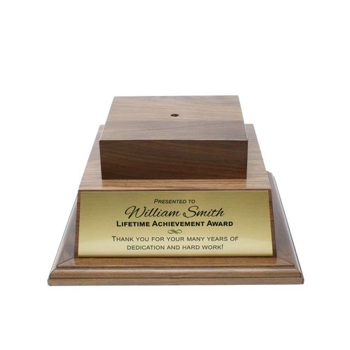 Walnut Perpetual Base | Engraved 2 Tier Base - 10.5" x 5.25" Decade ...