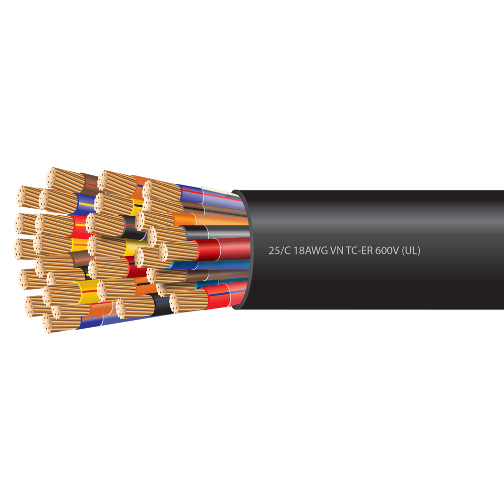 18 AWG 6 Conductor VNTC ER Tray Cable 600 Volts UL Electrical Wire 18 AWG 6 Conductor VNTC ER Tray Cable 600 Volts UL Electrical Wire