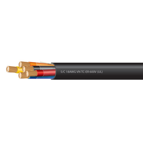 18 AWG 5 Conductor VNTC-ER Tray Cable | Flexible Power Cables