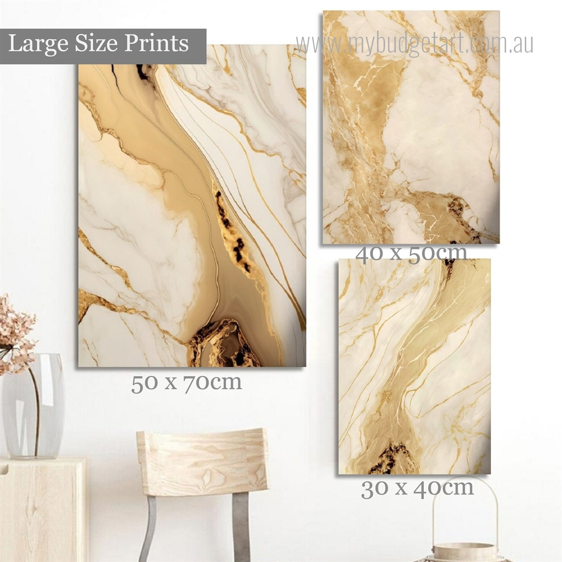 Gold Mackle Marble Wall Art - mybudgetart.com.au