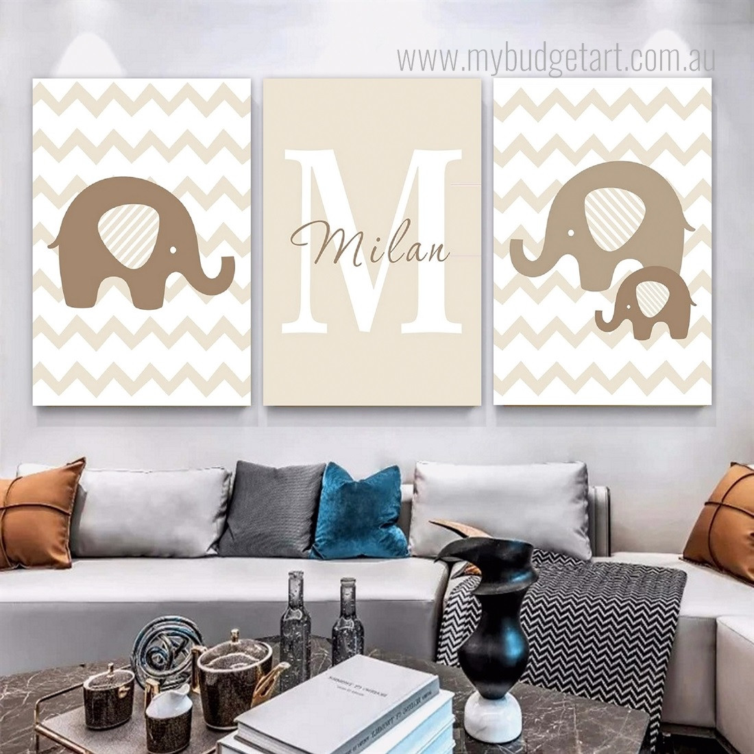 Elephants Stroke Wall Art