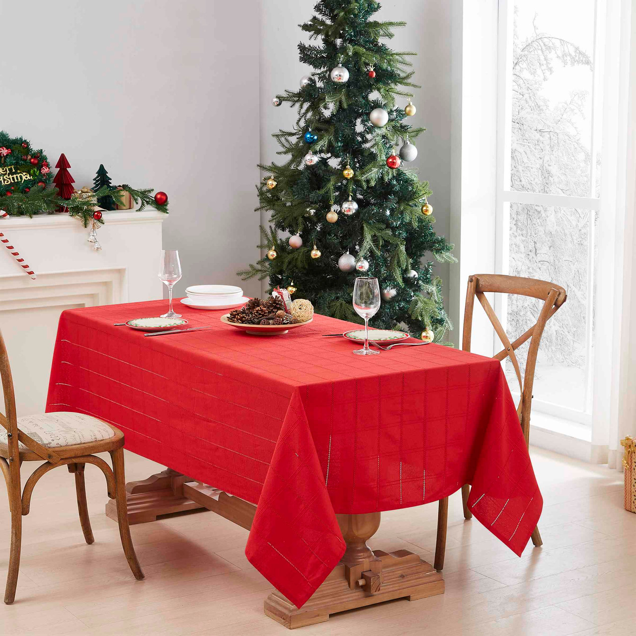 Izod Chadwick Red Table Linens - Avanti Linens