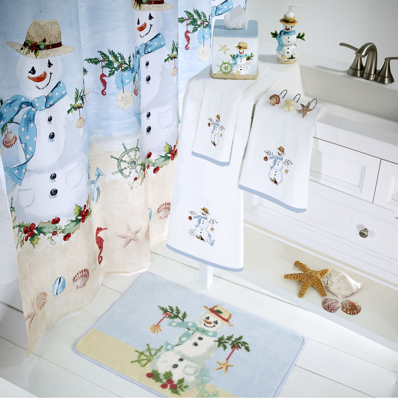 Coastal Snowman bath accessory collection