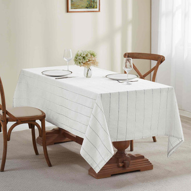 Izod Chadwick White/Silver Table Linens - Avanti Linens